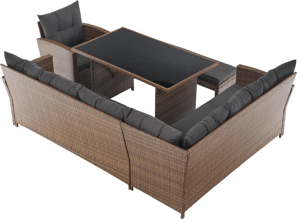 Zahradní ratanový set, šedohnědá/světle hnědá, SAGIR