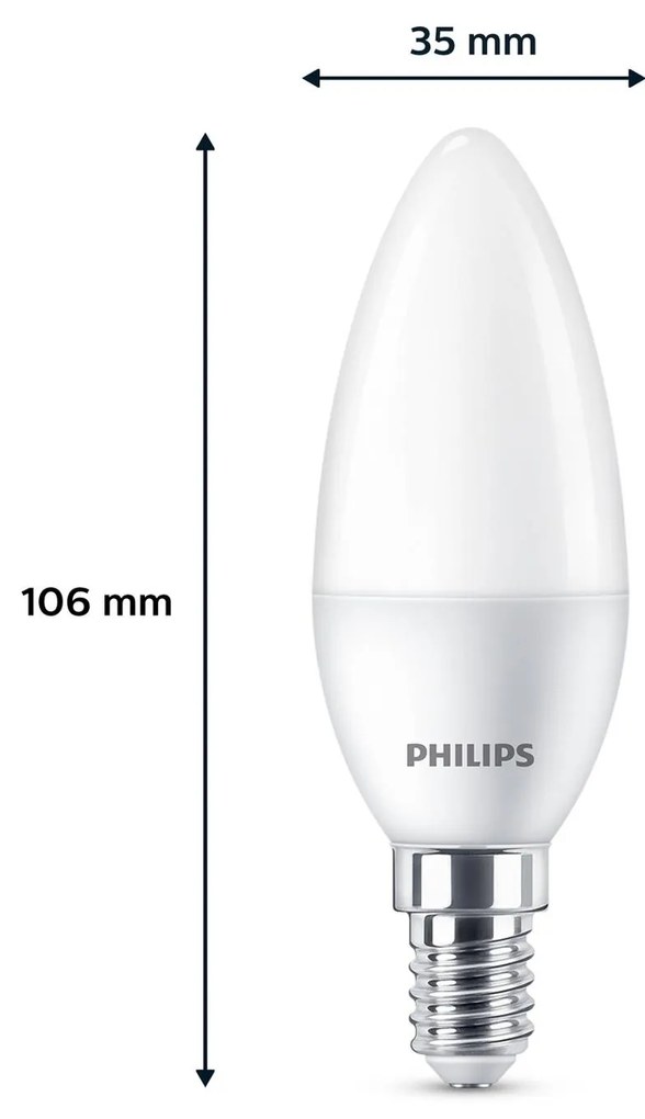 Philips LED svíčka E14 4,9W 470m 2 700K matná 3ks