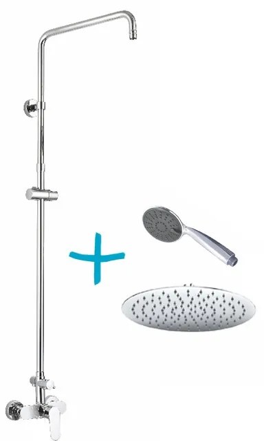 Mereo - Sprchový set: baterie se sprch. soupravou, hadicí, ruční a talířovou kulatou sprchou CBE60104SC