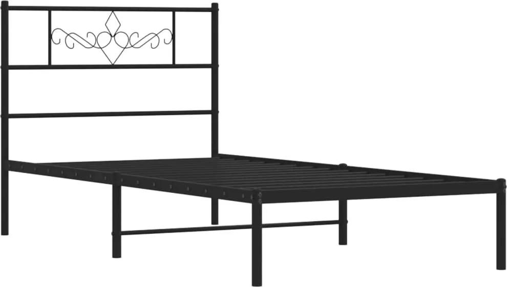 vidaXL Kovový rám postele s čelem 80 x 200 cm [355258] Barva: Černá