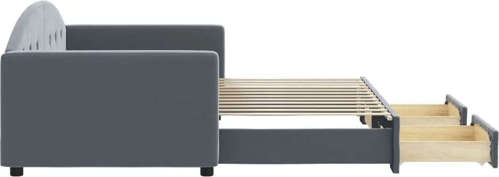 Válenda s přistýlkou a zásuvkami tmavě šedá 90 x 200 cm samet 3197350