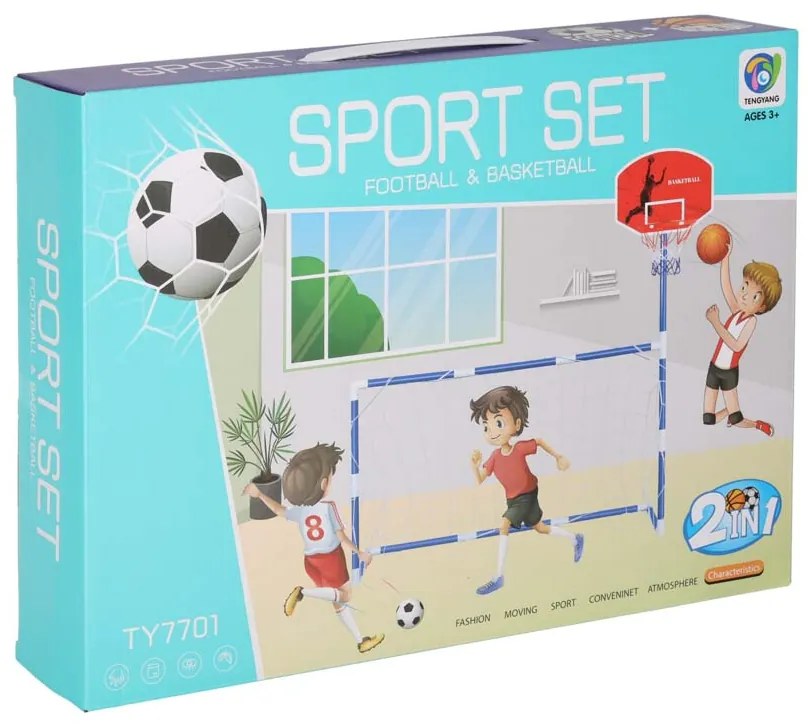 Creative Corner Fotbalová branka pro fotbal basketbal backboard basketbalová hra 2v1 2 míčová pumpa