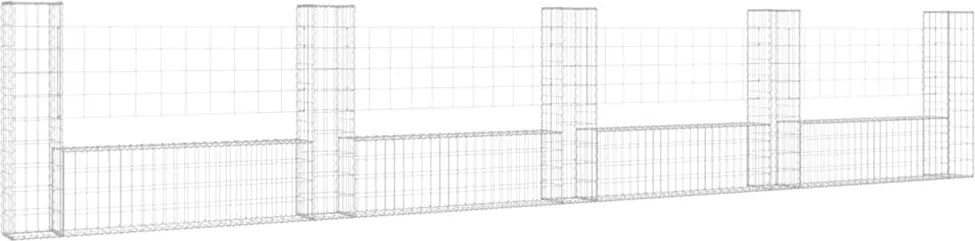 Gabionový koš ve tvaru U s 5 sloupky železo 500 x 20 x 100 cm 151278