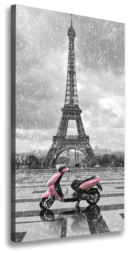 Wallmuralia Vertikální Foto obraz na plátně Eiffelová věž skutr 50x100