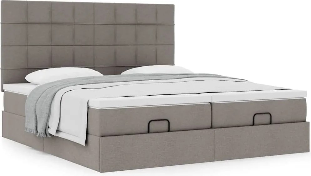 Osmanský rám postele s matrací taupe 180x200cm textil 3313696