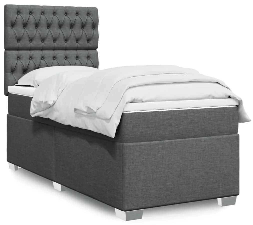 Box spring postel s matrací tmavě šedá 100 x 200 cm textil 3292707