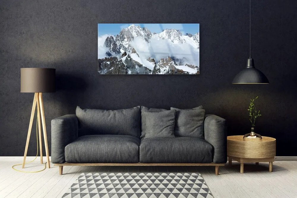 Obraz na skle Hory krajina 125x50 cm