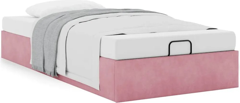 Osmanský rám postele bez matrace růžová 100x200 cm samet 3310948