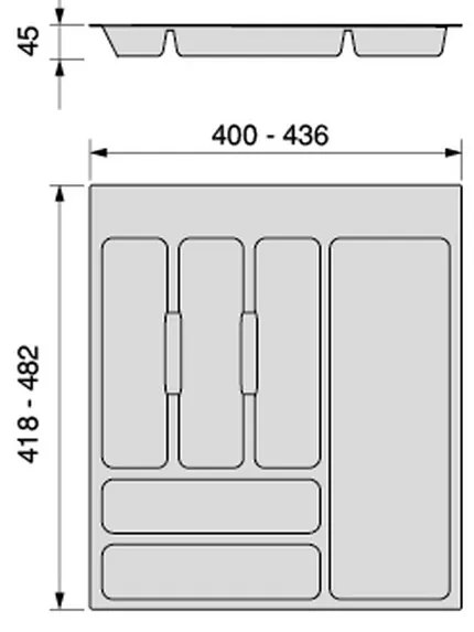 In-Design Příborník Optima 490 mm antracitový - různé šířky Šířka příborníku (mm): 900 - 936