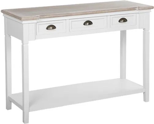 Krémovo bílý konzolový stolek se třemi zásuvkami KASAAN