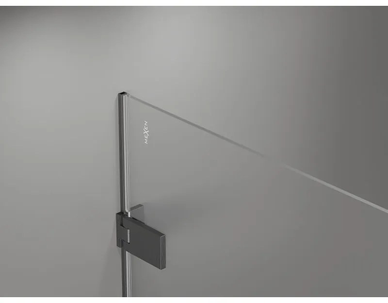 Mexen, Mexen Lunar-F pravé sklápěcí sprchové dveře 80 cm, transparentní, pistolově šedé kartáčované - 836-080-000-66-00-P