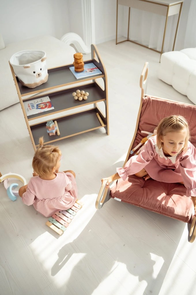 Vingo Dětský Montessori regál, šedý - 72 x 78 cm