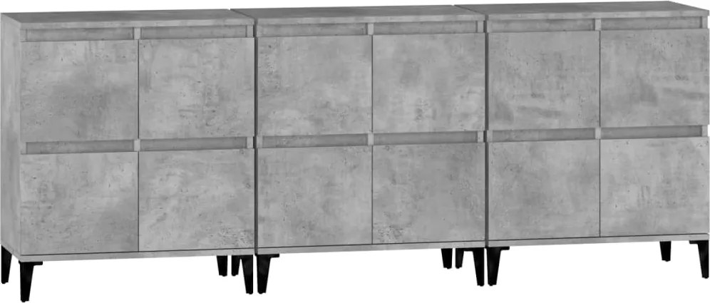 Příborníky 3 ks betonově šedé 60 x 35 x 70 cm kompozitní dřevo 3185779