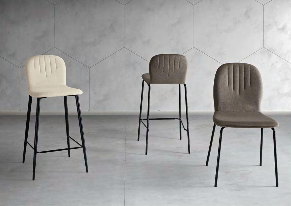 Max Home Luxusní barová židle Musa vzorník tkaniny: crystal 03, nohy: kovové kónické perlové zlaté RAL 1036