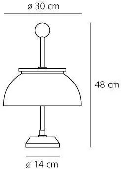 Artemide Alfa, stolní lampička v kombinaci mramoru a křišťálového skla, 2x28W E14, výška 48cm