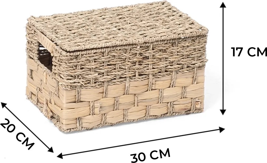 Massivo.cz Pletené košíky s víkem z mořské trávy (3v1 - produkt 8)