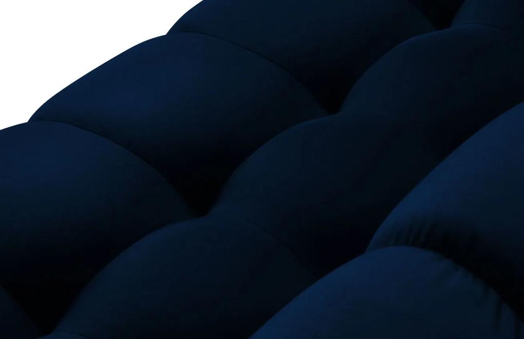 OnaDnes -20% Královsky modrá sametová rohová pohovka MICADONI MAMAIA 293 cm, pravá