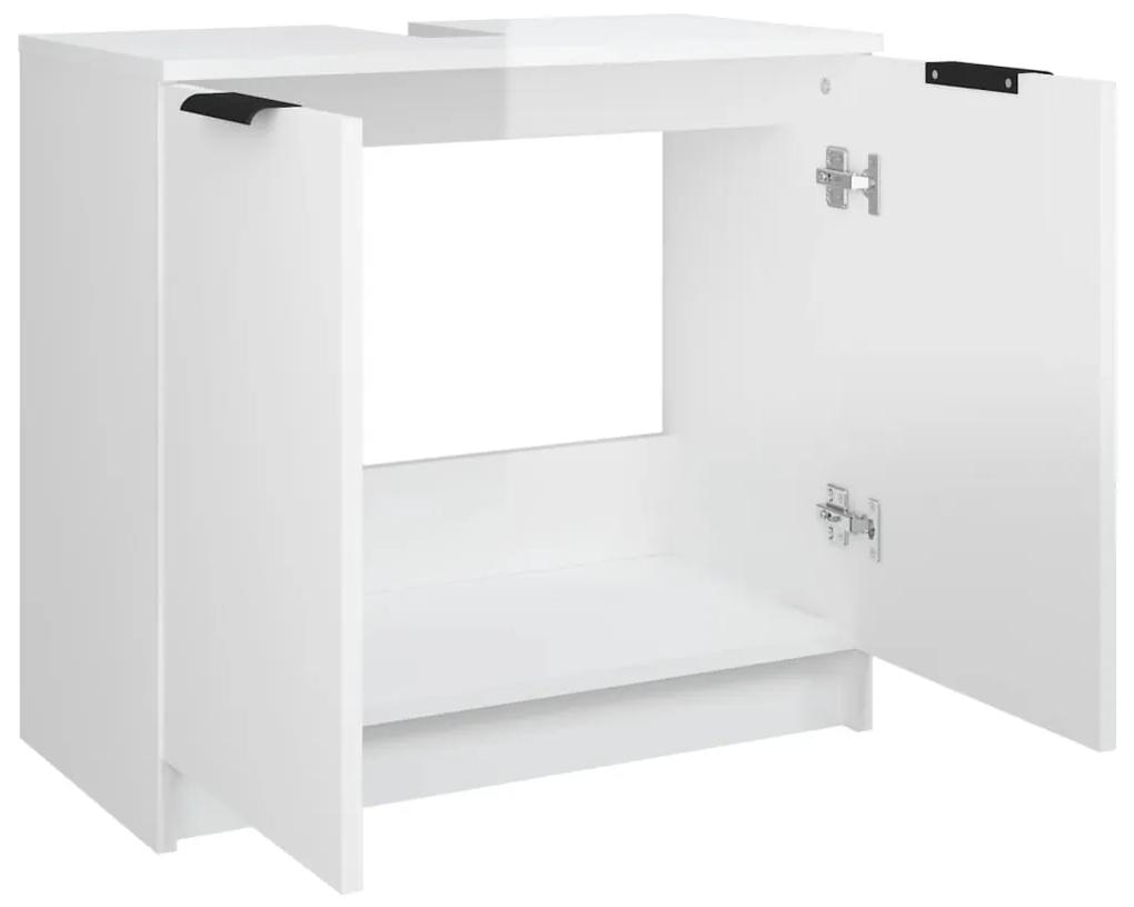 Koupelnová skříňka lesklá bílá 64,5x33,5x59 cm kompozitní dřevo - Default Title