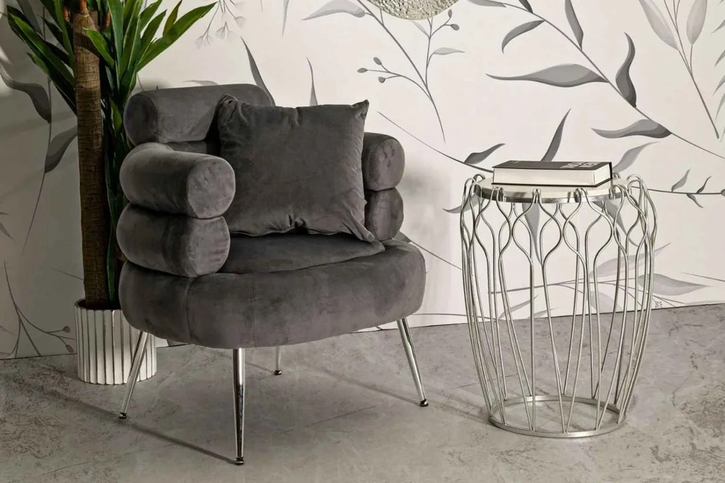 Designový odkládací stolek Gamaliel 47,5 cm stříbrný
