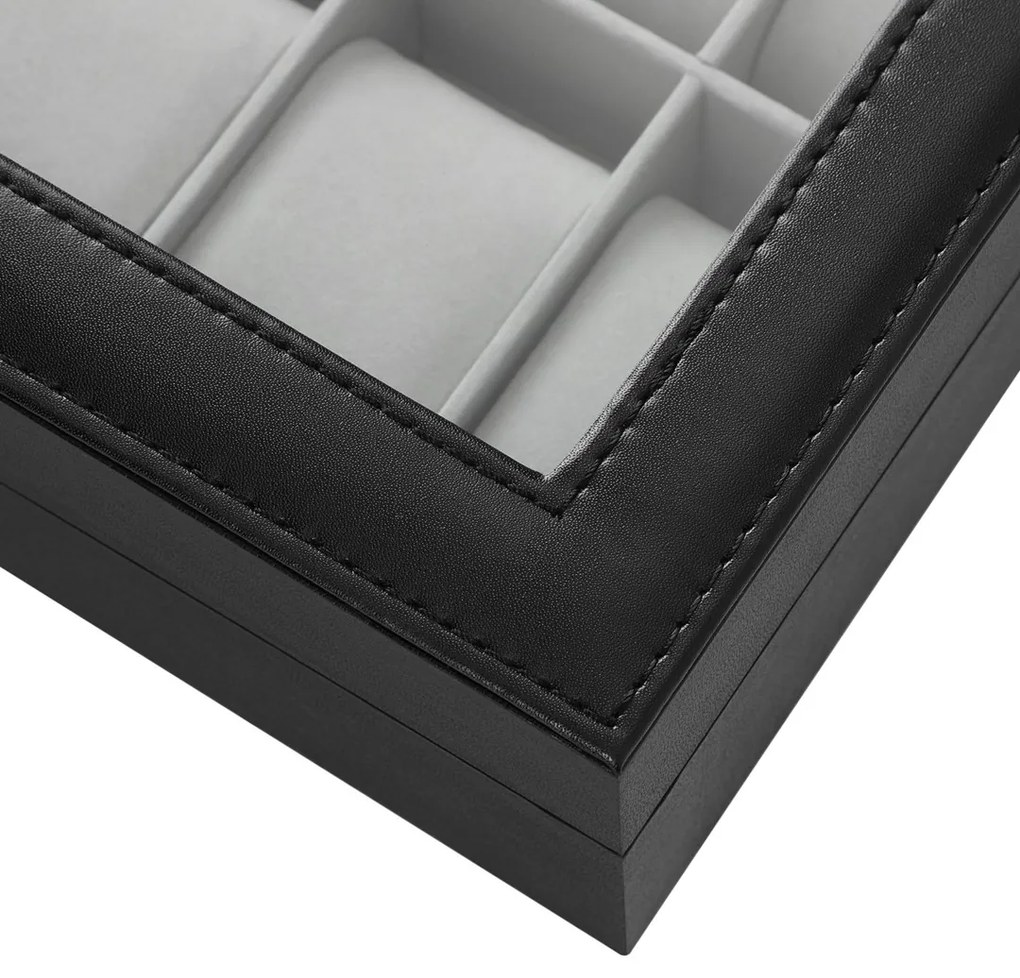 Box na hodinky Watch, 30x8,5x21 cm, černá/šedá