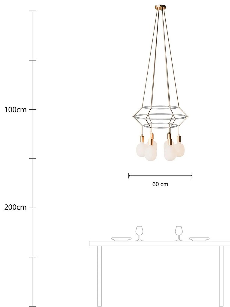 creative cables Lustr cage 3 rodi se 4 závěsnými světly Barva: Matný bronz