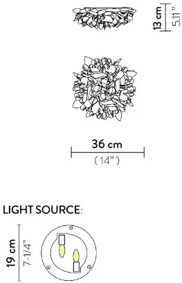 SLAMP VELCS00FLG00000000EU Veli Foliage Mini, stropní designové svítidlo, 2x6W E14, prům. 36cm