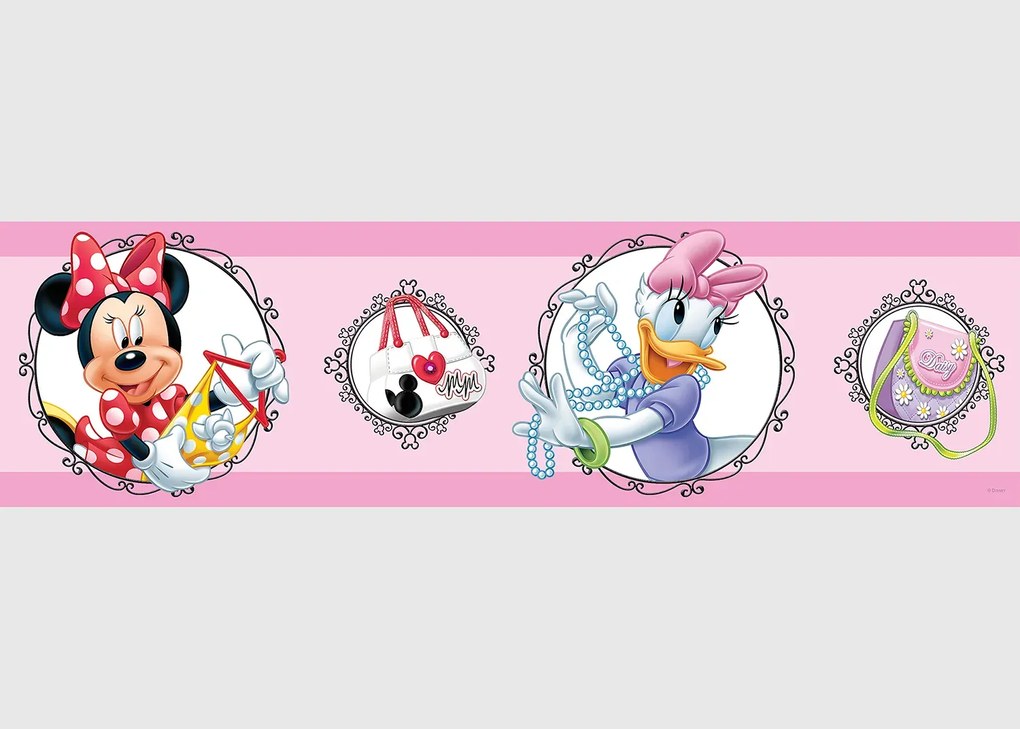 Dětská samolepící bordura na zeď Disney Minnie a Daisy | 5 m x 13.8 cm | DWBD8067