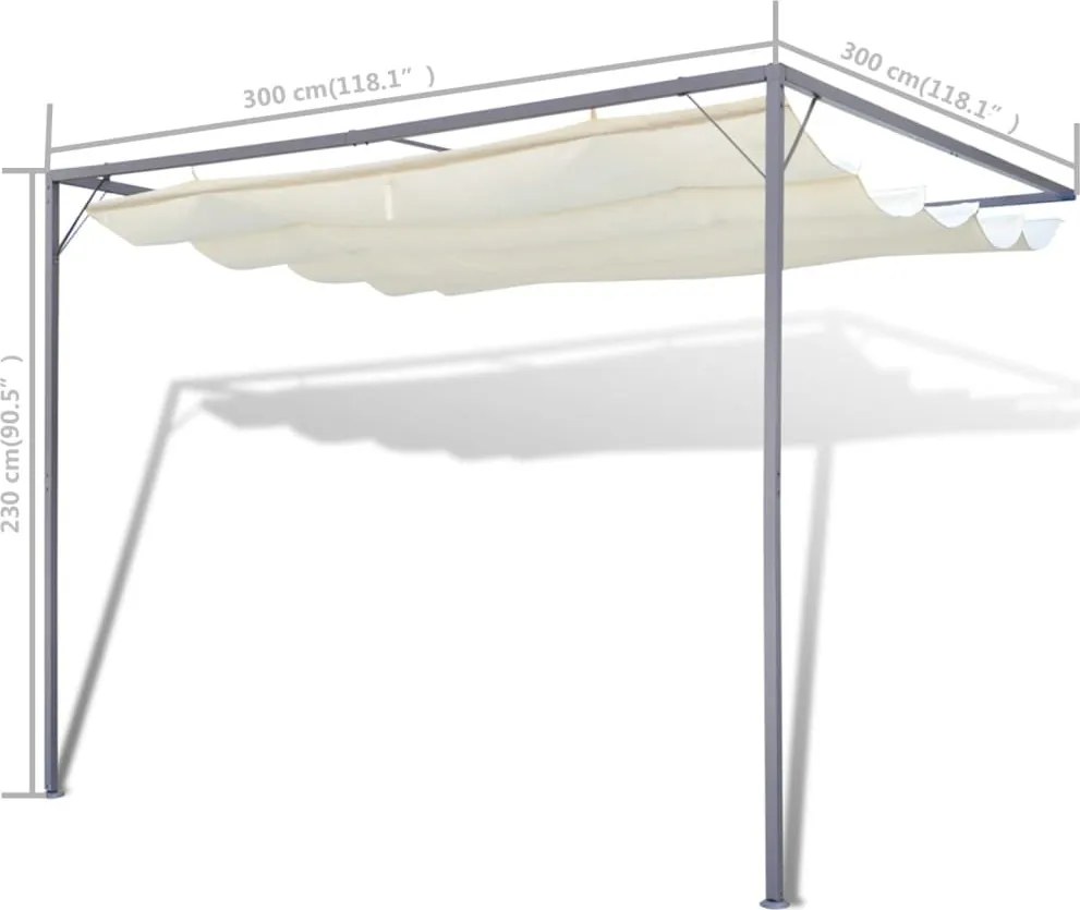 vidaXL Zahradní altán ke zdi zatahovací střecha 3 x 3 m 180 g/m² [40787] Barva: Bílá