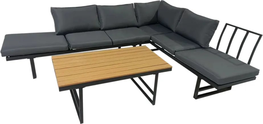 Zahradní set, černá/tmavě šedá/přírodní, ILARIA