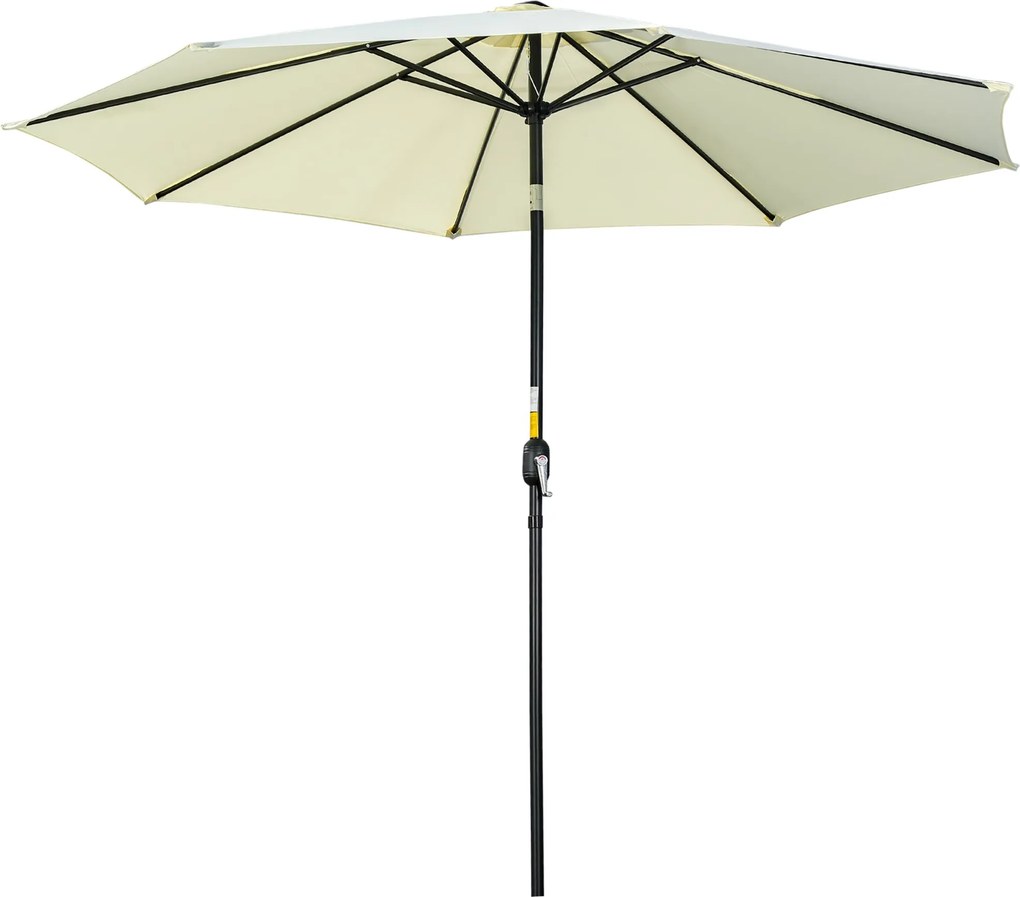 Zahradní slunečník Outsunny s naklápěním a kličkou, 8 žeber, kovová konstrukce a polyester, Ø295x250 cm, béžový | Aosom