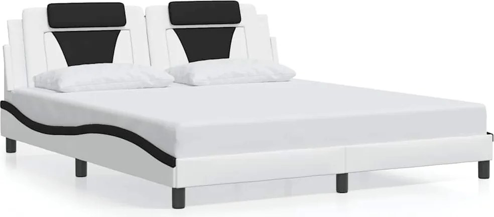 Rám postele Viana bez matrace bílý a černý 180 x 200 cm umělá kůže 3208116