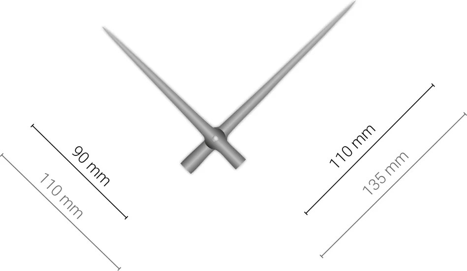 Stříbrné hliníkové ručičky na hodiny 110 mm | 90 mm