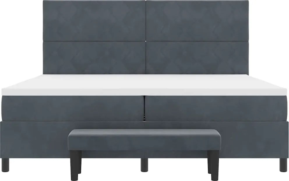 Postel s boxspringem s čelo Tmavě šedá 200 x 200 cm samet 3344601