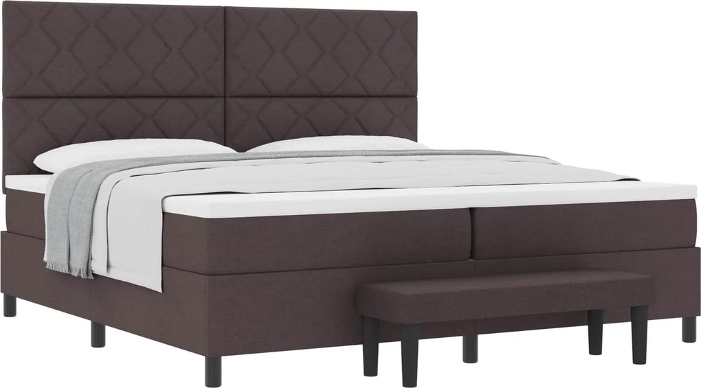 Postel s boxspringem s čelo Tmavě hnědá 200 x 200 cm textil 3344173