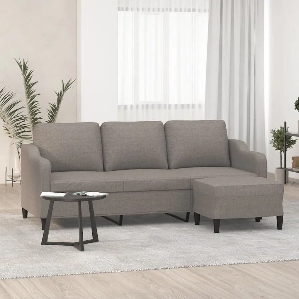 3místná pohovka s podnožkou taupe 180 cm textil 3201142