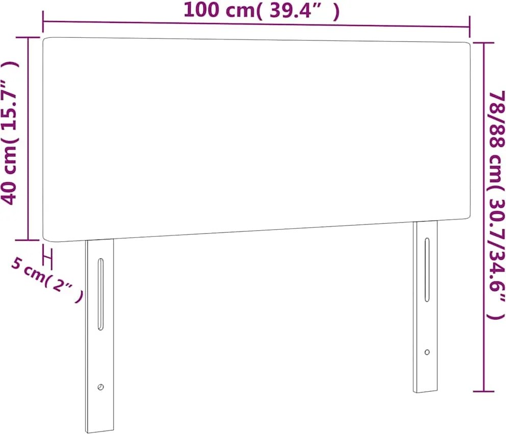 Čelo postele s LED tmavě šedé 100x5x78/88 cm samet 3121375