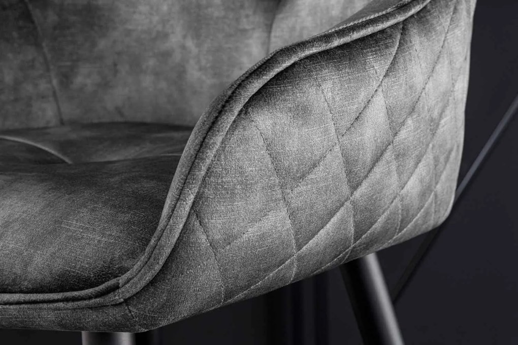 Designová barová židle Natasha šedý samet