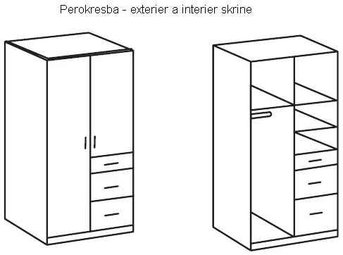 Šatní skříň bez zrcadla Click, 91 cm, bílá/dub sonoma