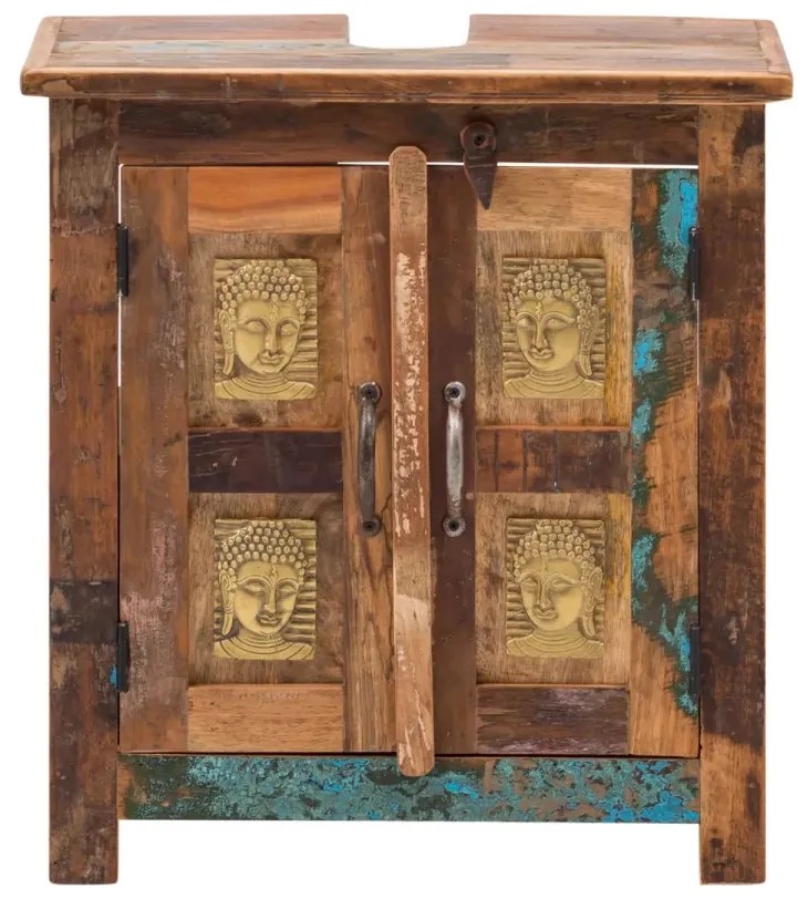 furniture-nabytek.cz - Masivní skříňka dřezu Samira z recyklovaného dřeva, lakovaná, hnědá – 52×30×60 cm