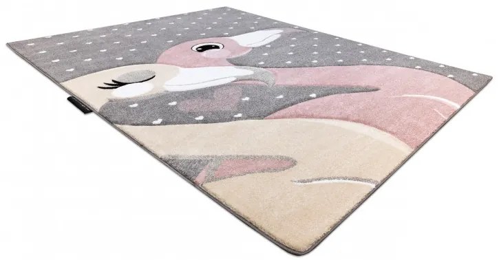 Dywany Łuszczów Dětský kusový koberec Petit Flamingos hearts grey - 140x190 cm