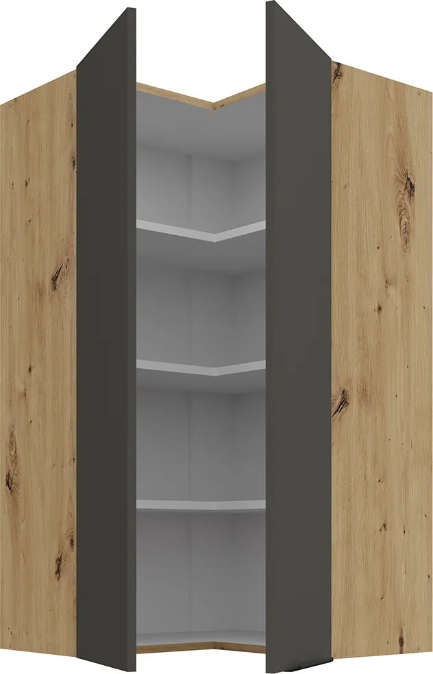 ARIA pa | horní kuchyňská skříňka 60x60 GN-108 2F (90°) rohová s policemi | EXTRA VYSOKÁ | 60x60 cm | artisan/šedá grafit