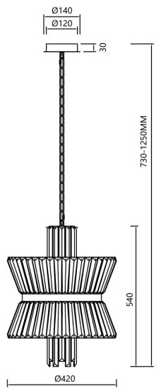 Lustr na řetězu AURELIA 8xE14/40W/230V zlatá