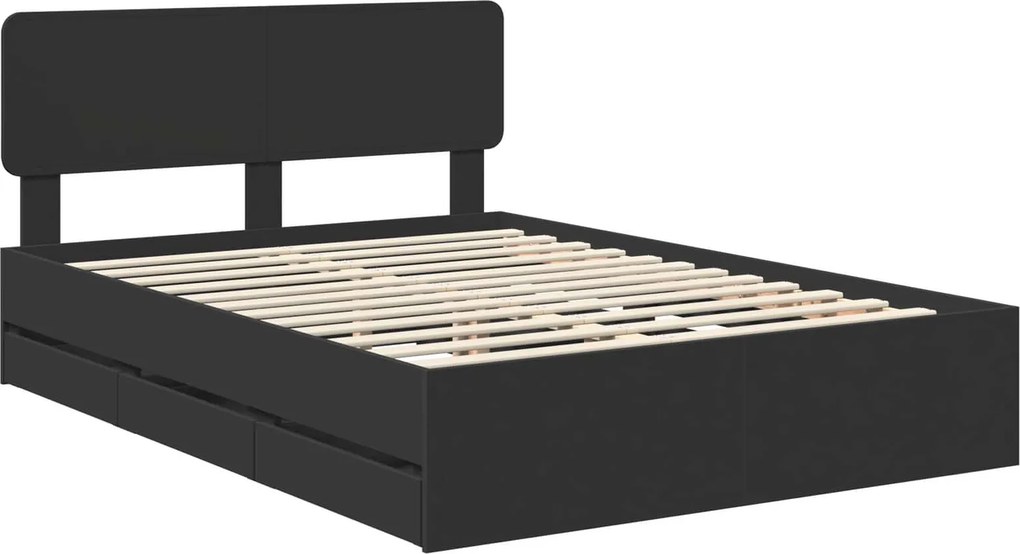 Rám postele se zásuvkou Černý 160 x 200 cm Dřevěný materiál 3412165
