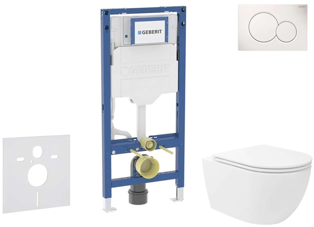 Geberit Duofix - Set předstěnové instalace, klozetu Oudee Vortex a sedátka softclose, tlačítko Sigma01, alpská bílá SANI11CA3184B