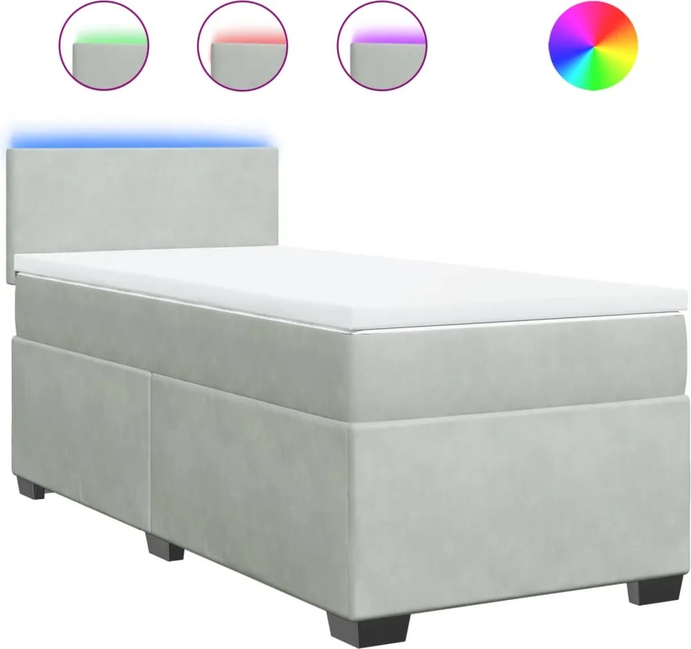 Box spring postel s matrací světle šedá 90x200 cm samet 3288504
