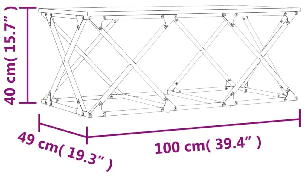 Konferenční stolek kouřový dub 100x49x40 cm kompozitní dřevo - Default Title