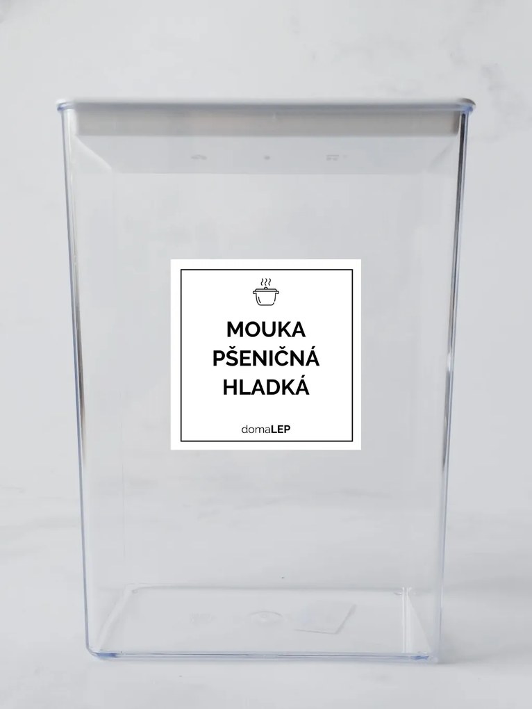 MOUKA PŠENIČNÁ HLADKÁ - omyvatelná samolepka na dózu, výběr rozměrů Ø 5 cm / 5 x 5 cm / 6 x 8 cm | DomaLEP