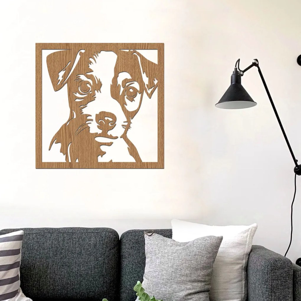 dřevo života Dřevěná dekorace psa Jack Russell teriér Zvolte rozměr (cm): 80x80, Zvolte barvu dekoru: Černá