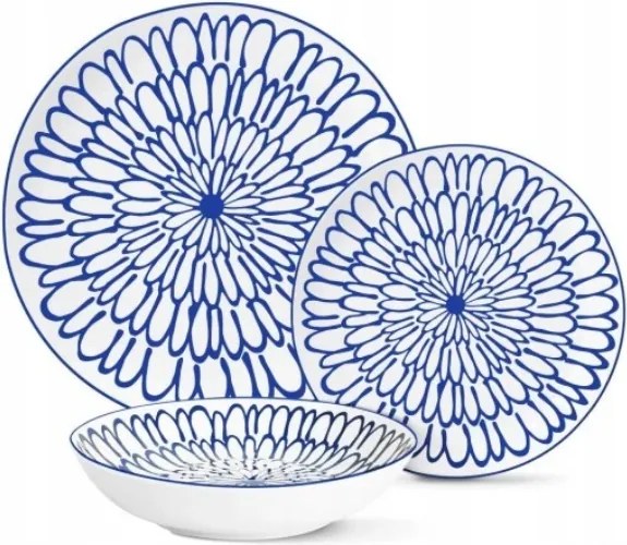 Komplet Porcelánový Set Jídelní Servis Talíře 12el 4 Osoby Vzor Fiori