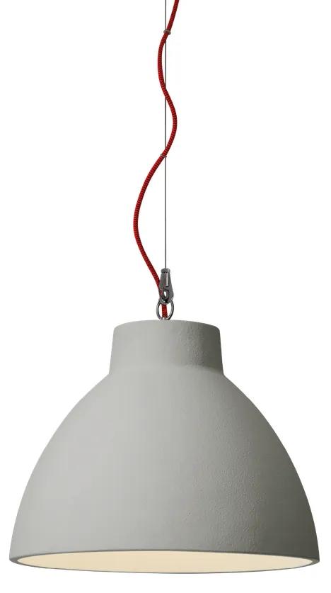 Wever Ducré 218100D0 + 90015138 Bishop 4.0, šedé závěsné svítidlo s červeným kabelem, 1x25W E27, prům. 40cm